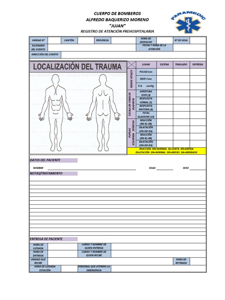 Registro de Atención Prehospitalaria | PDF
