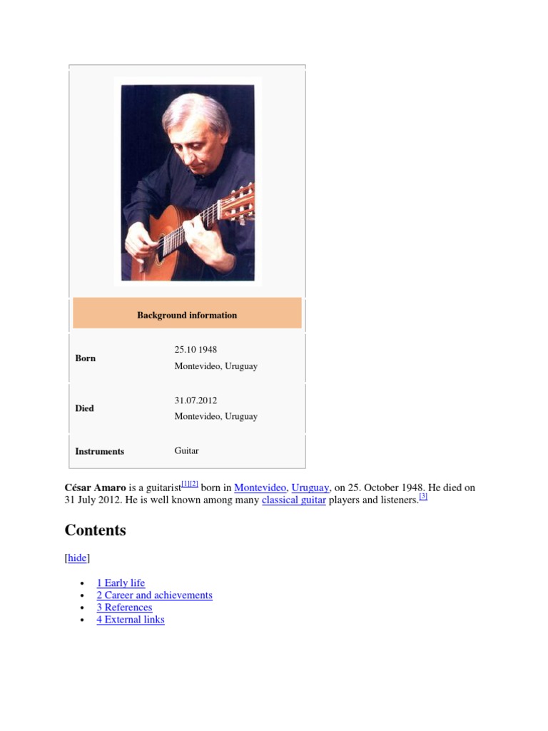 César Amaro: Uruguayan Guitarist Profile | PDF | Guitars | Performing Arts