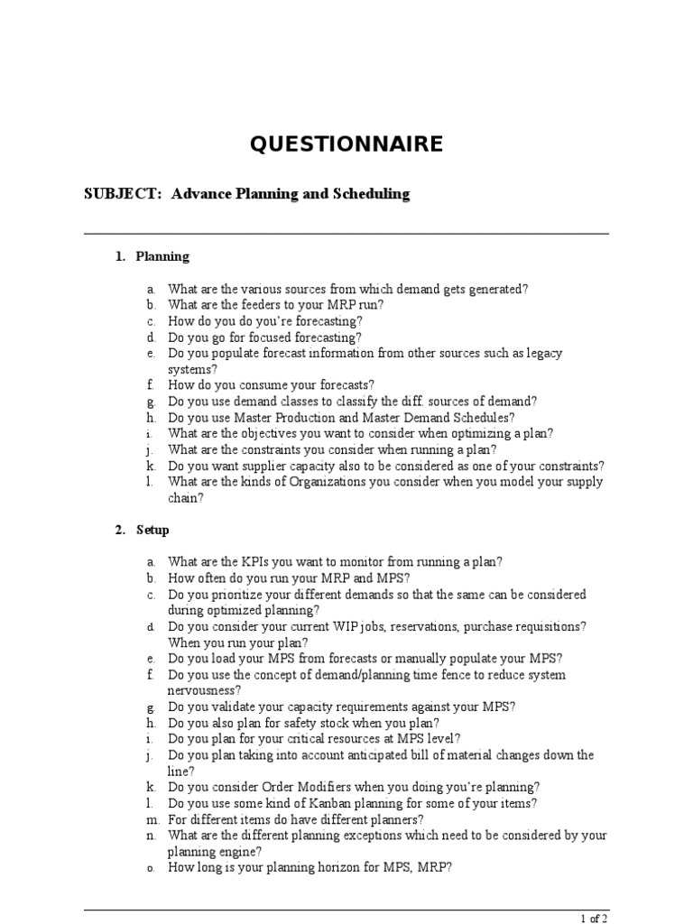 ASCP Questionnaire | PDF | Production And Manufacturing | Leadership
