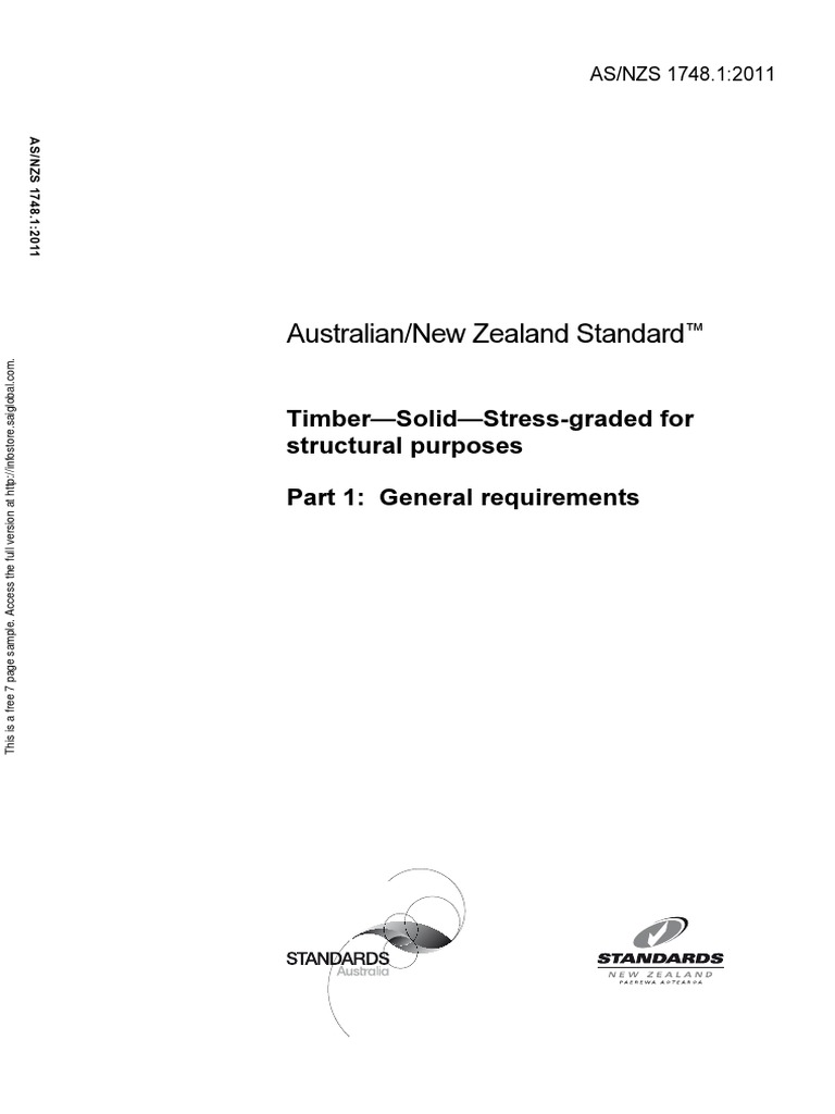As NZS 1748.1-2011 Timber - Solid - Stress-Graded For Structural ...