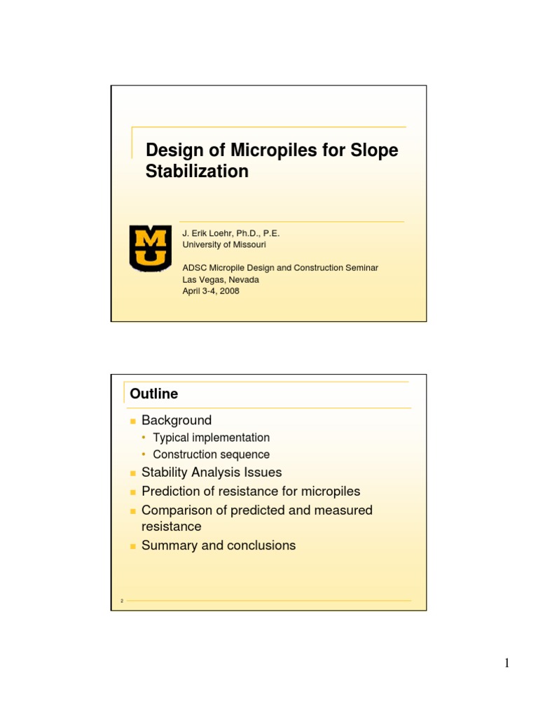 Micropiles For Slope Stabilization | PDF | Deep Foundation | Soil
