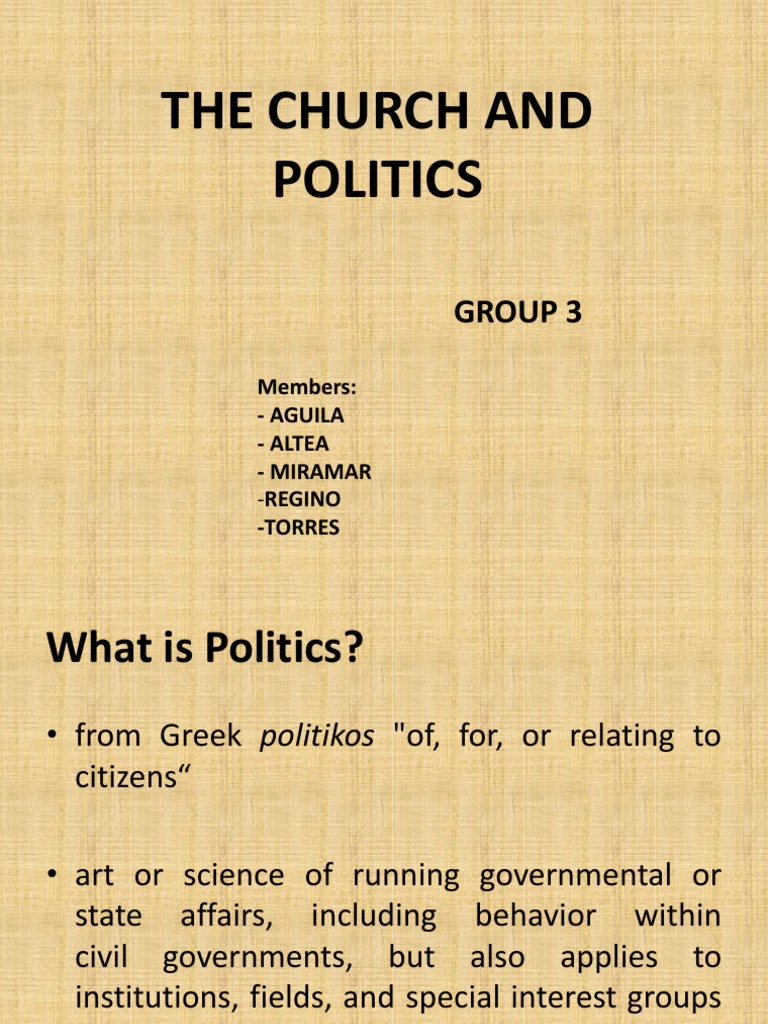 The Church and Politics: Group 3 | PDF | The Gospel | Book Of Genesis