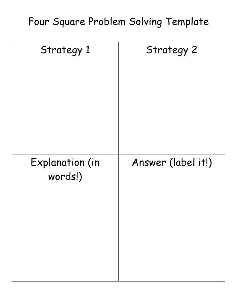 Four Square Problem Solving Template Strategy 1 Strategy 2 PDF