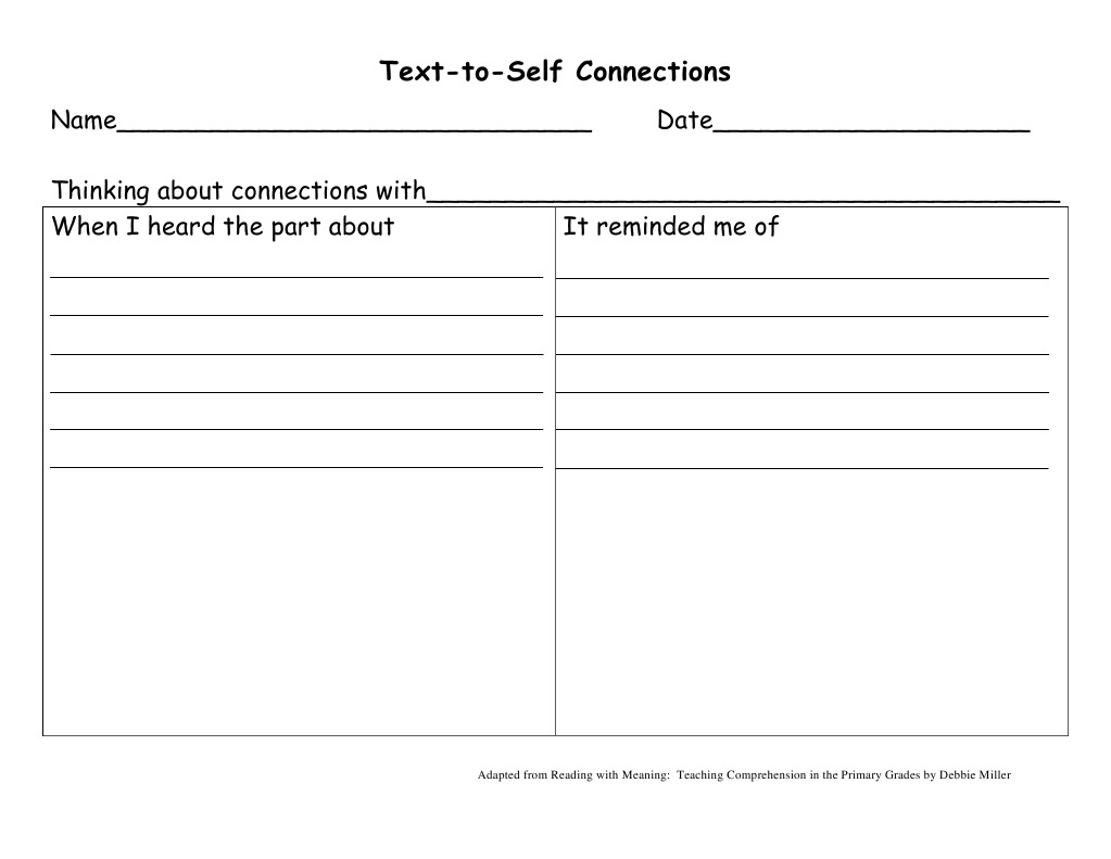Text-to-Self Connections Activity | PDF