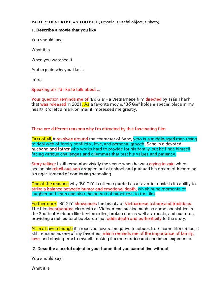 Speaking Intensive Part 2 Gom Đề (15 Đề) 6.0 | PDF