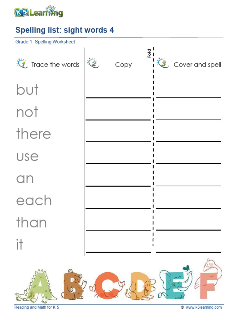 Grade 1 Spelling List Sight Words 4 | PDF