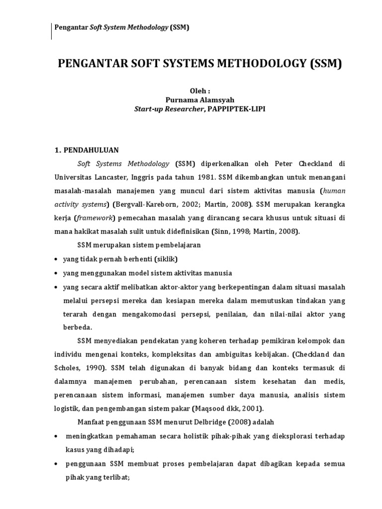 "Pengantar Soft Systems Methodology" | PDF