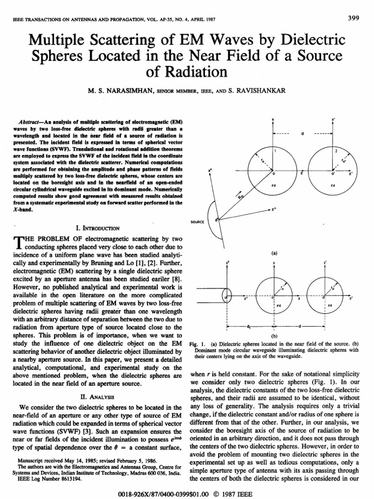 Multiple Scattering of EM Waves Dielectric Spheres Located The Near ...
