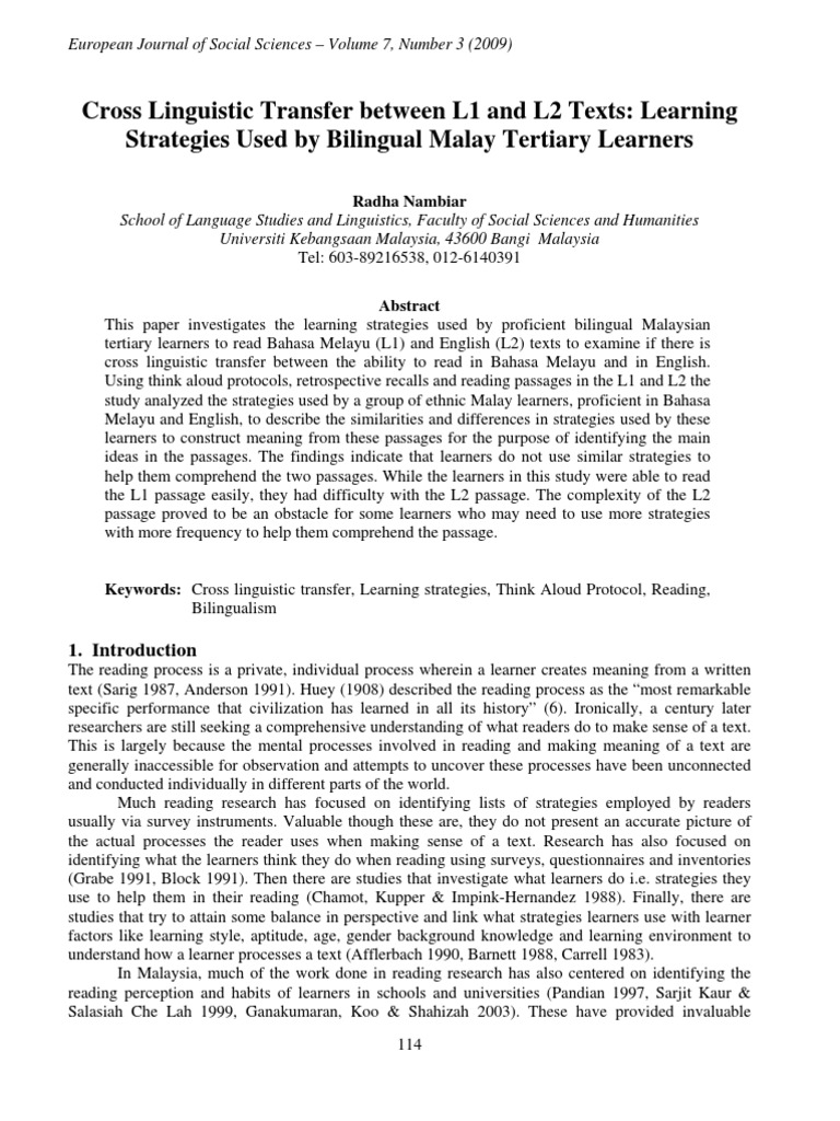 Interlingual Transfer | PDF | Second Language | Metacognition