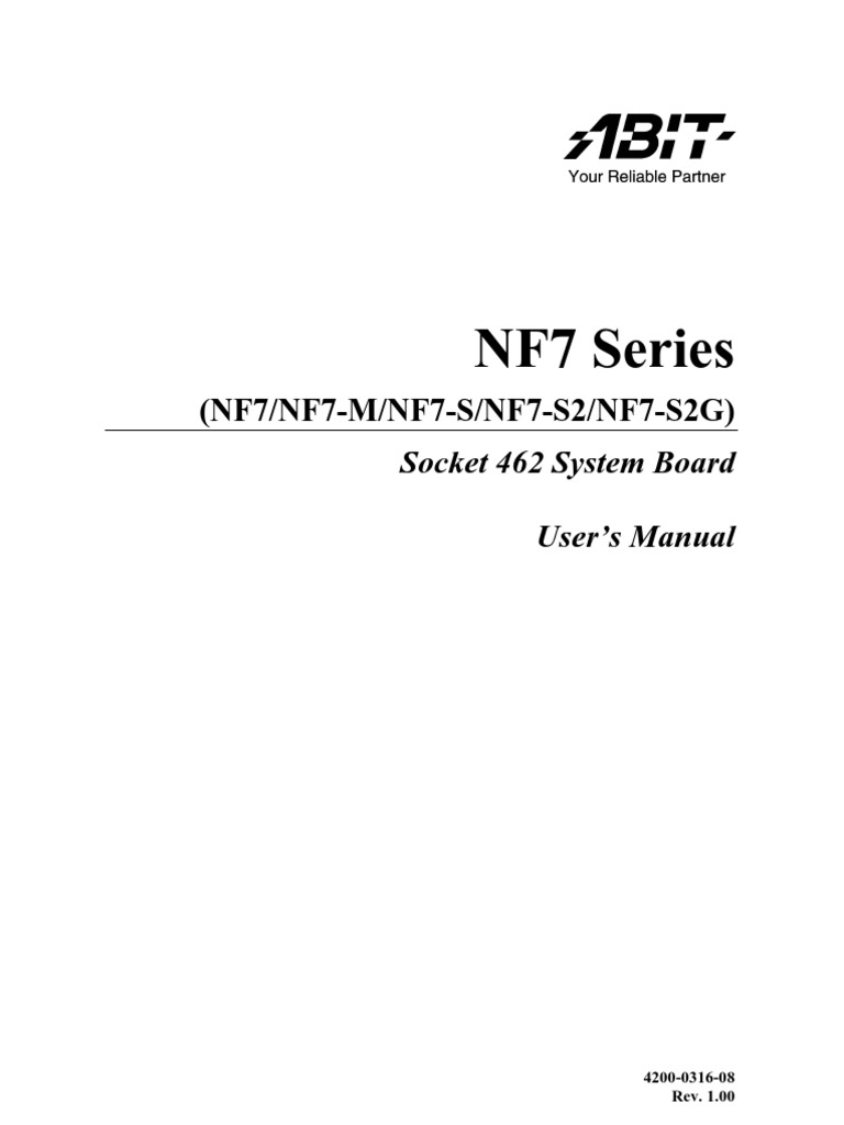 NF7 Series: (NF7/NF7-M/NF7-S/NF7-S2/NF7-S2G) Socket 462 System Board ...