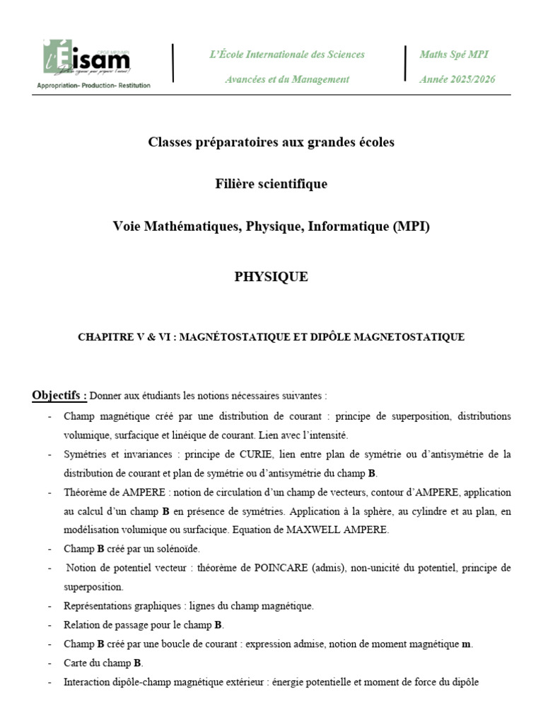 CHAP_V ET VI_PHY_MPI | PDF | Champ magnétique | Équations de Maxwell
