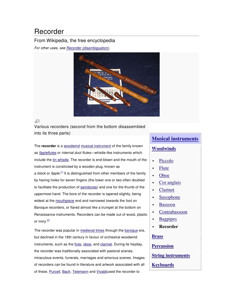 Recorder | PDF | Recorder (Musical Instrument) | Clef