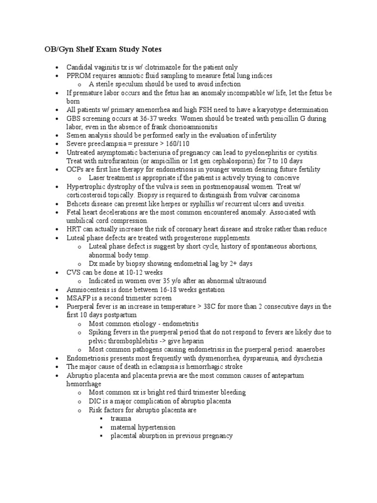 OBgyn Shelf | PDF