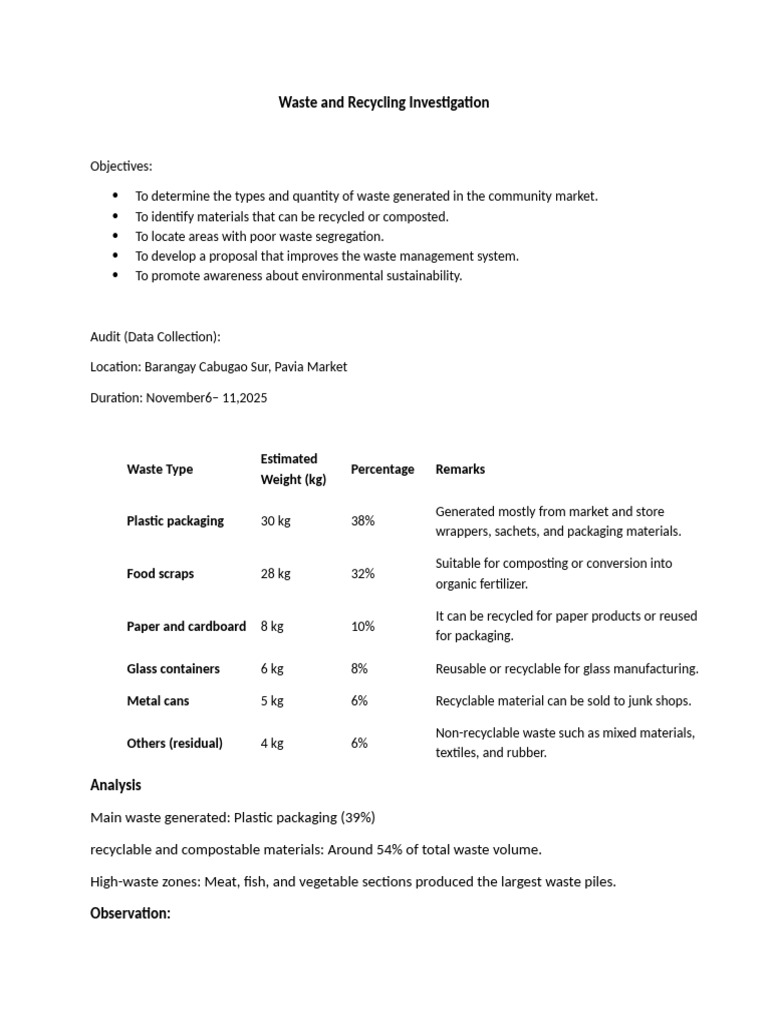 Waste and Recycling Investigation | PDF | Waste | Recycling