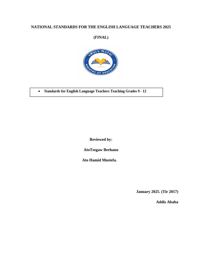 National Standards for Grades 9 12 English Language Teachers 2025 | PDF ...