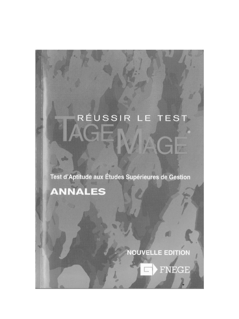 Reussir Le Test Tage Mage Annales Nouvelle Edition Fev 2008 | PDF