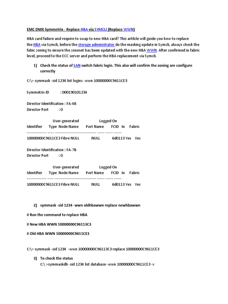 HBA Symcli WWN | PDF