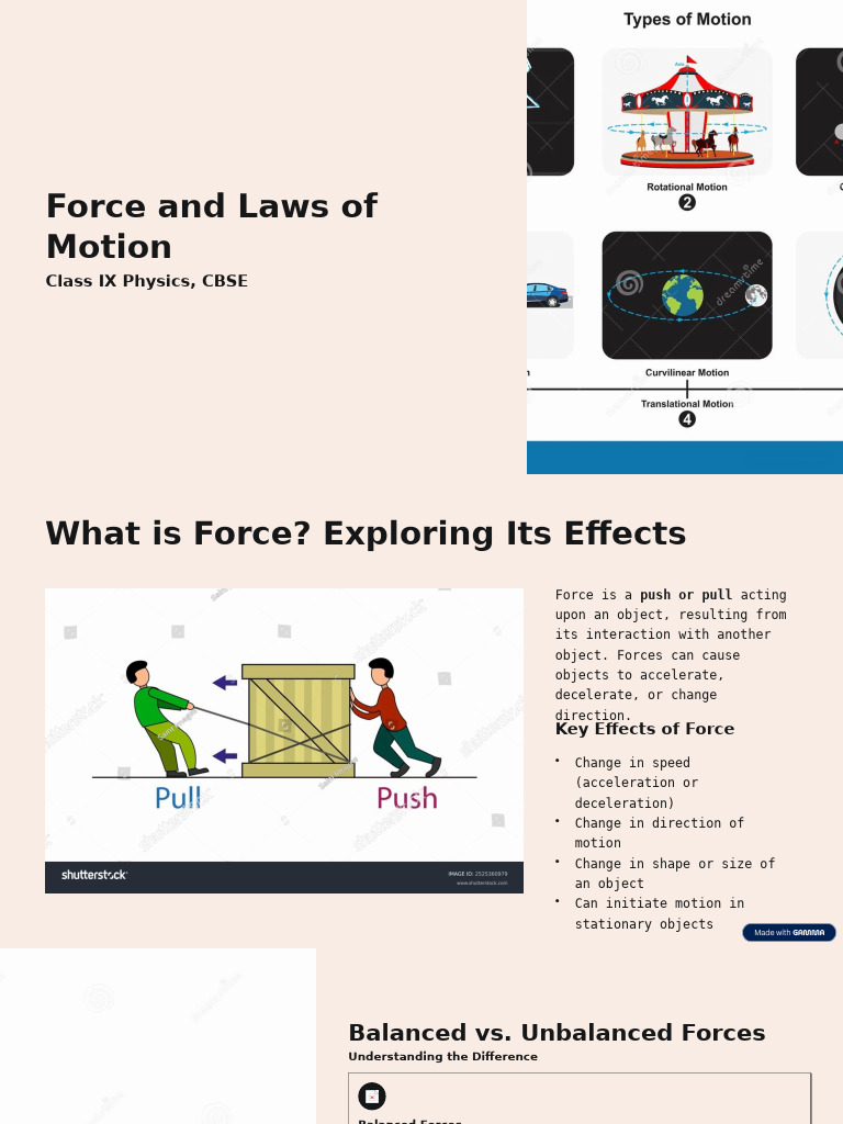 Force and Laws of Motion | PDF | Force | Momentum
