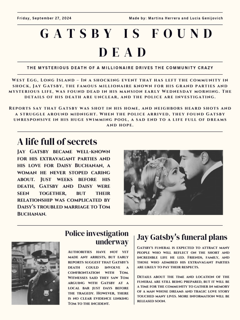 The Great Gatsby - Final Task | PDF | The Great Gatsby