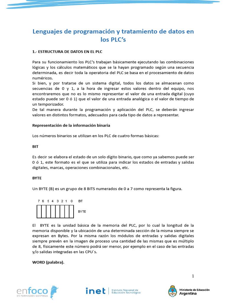 Lenguajes de programación y tratamiento de datos en los PLC’s-1.docx | PDF