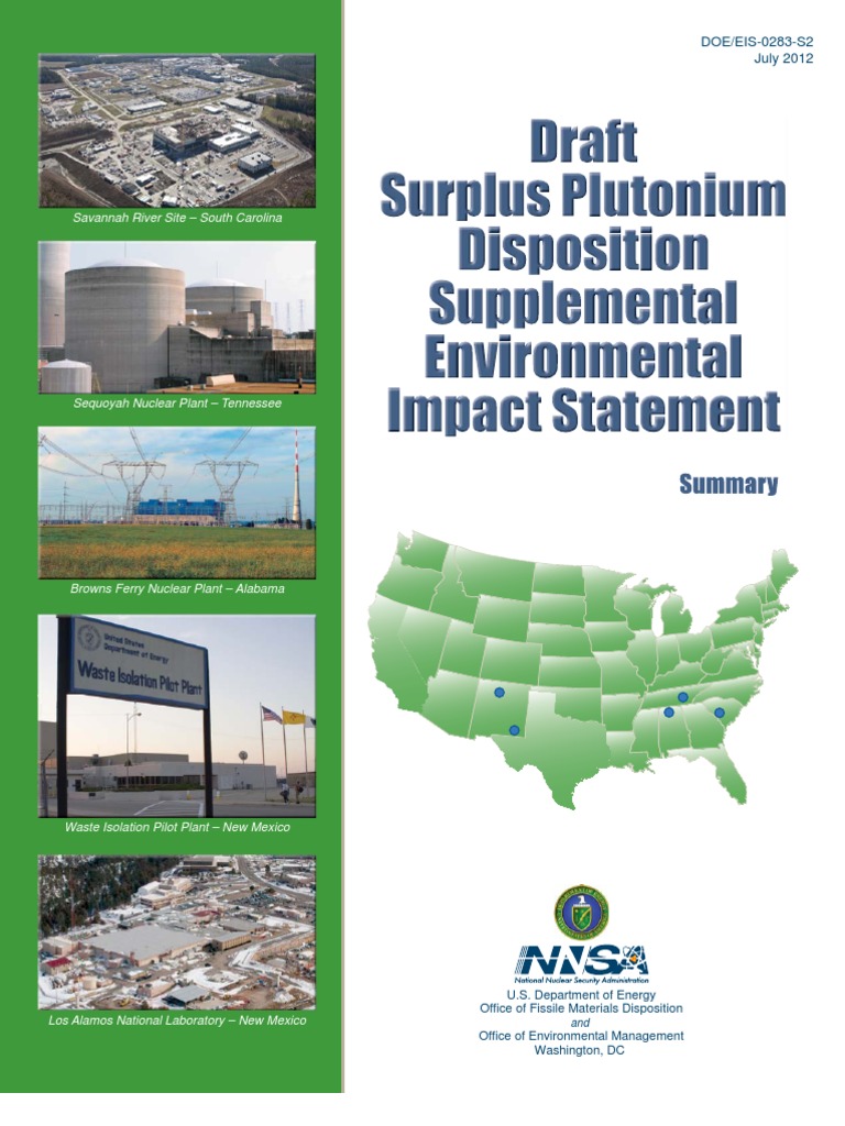 Draft Surplus Plutonium Disposition Supplemental Environmental Impact Statement | PDF | Nuclear ...