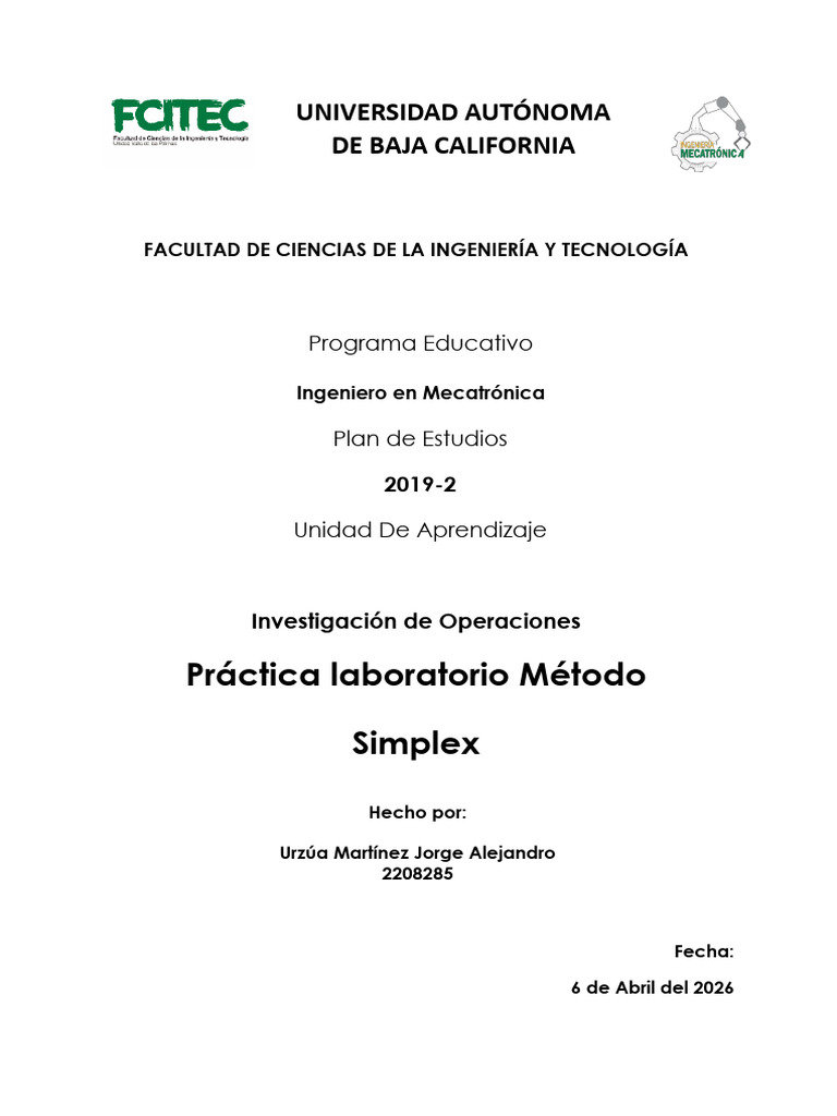 Práctica laboratorio Método Simplex | PDF