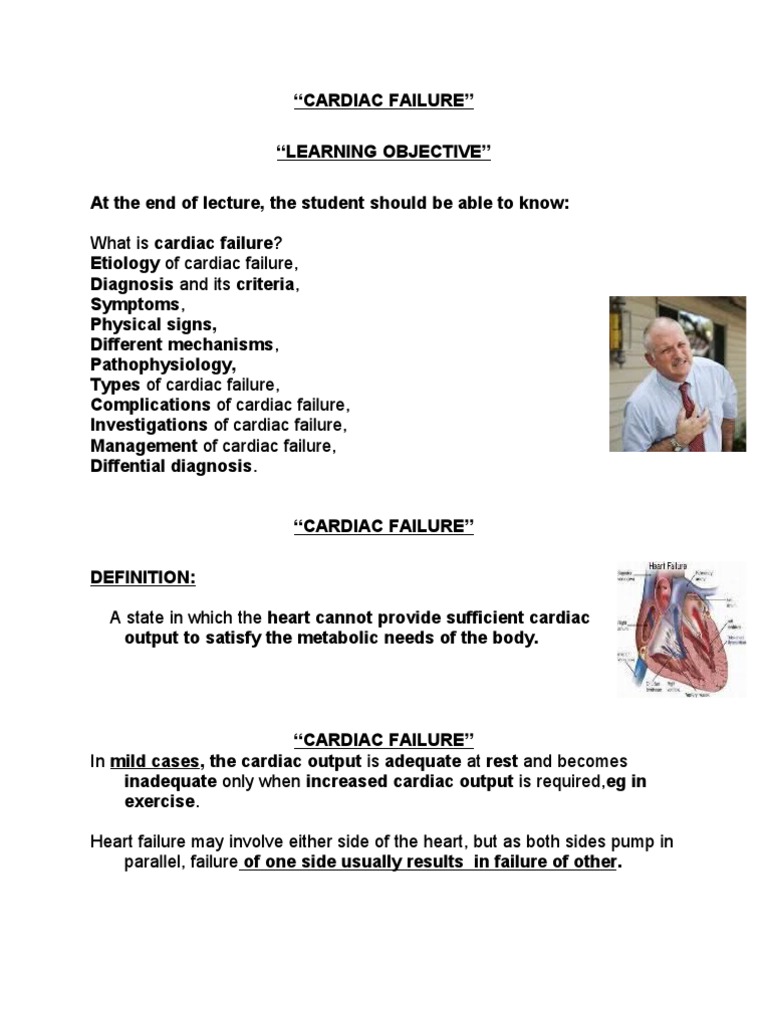 Understanding Cardiac Failure: Causes & Management | PDF | Heart ...