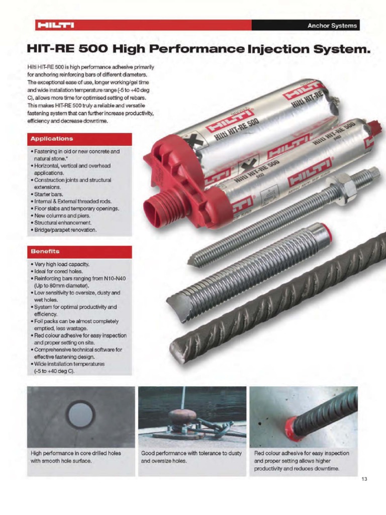 Hilti HIT-RE 500 Rebar Injection System | PDF | Concrete | Applied And ...