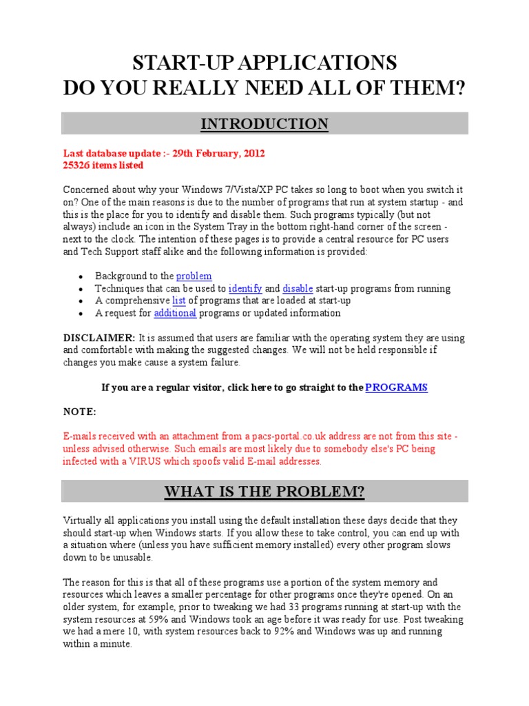 Startup Applications - Do You Really Need All of Them | PDF | Windows ...