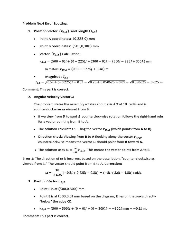 Problem No.4 Error Spotting | PDF | Euclidean Vector | Rotation
