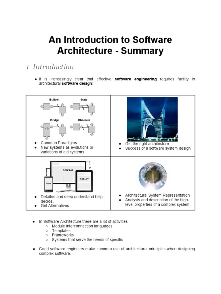 An Introduction To Software Architecture - Summary | PDF | Component Based Software Engineering ...