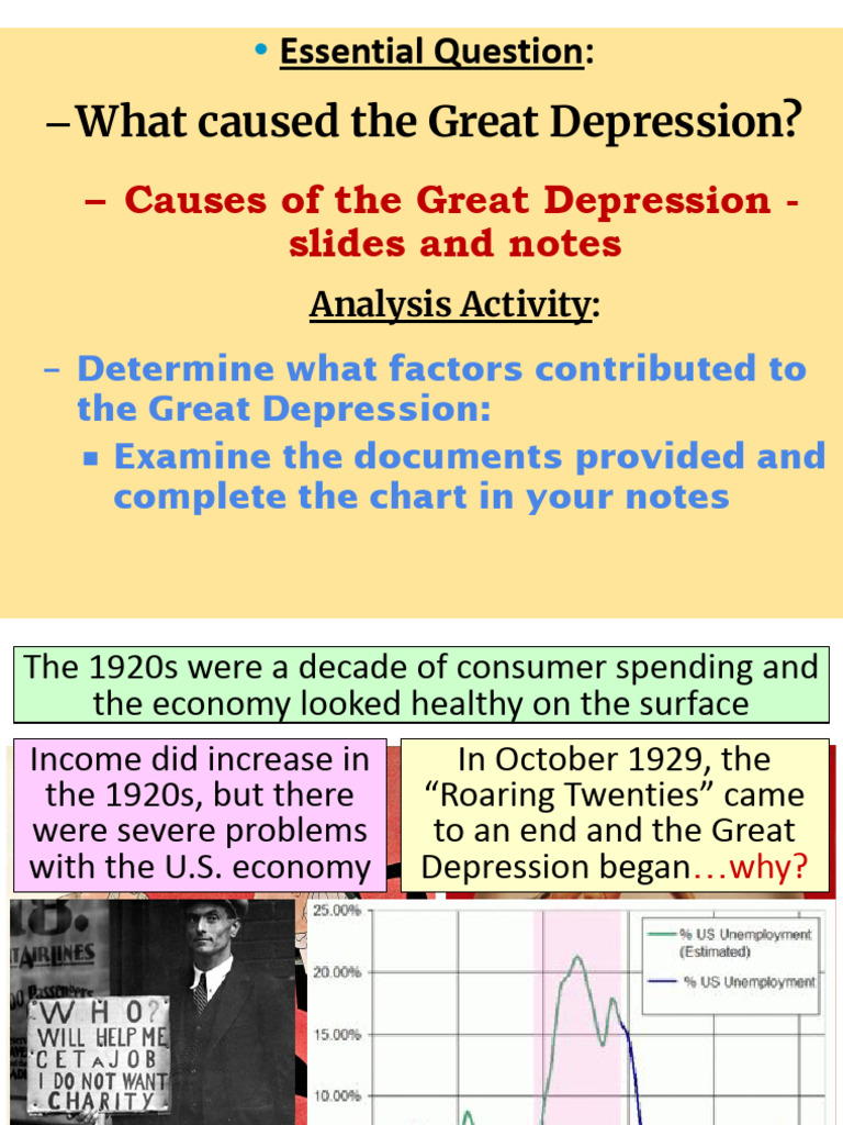 Causes of the Great Depression - Notes Chart | PDF | Great Depression ...