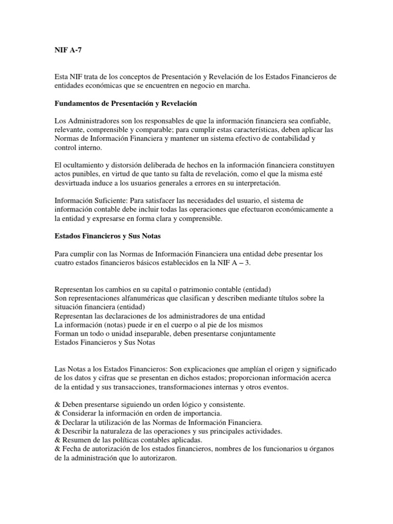 Nif A7 | PDF | Estado financiero | Contabilidad