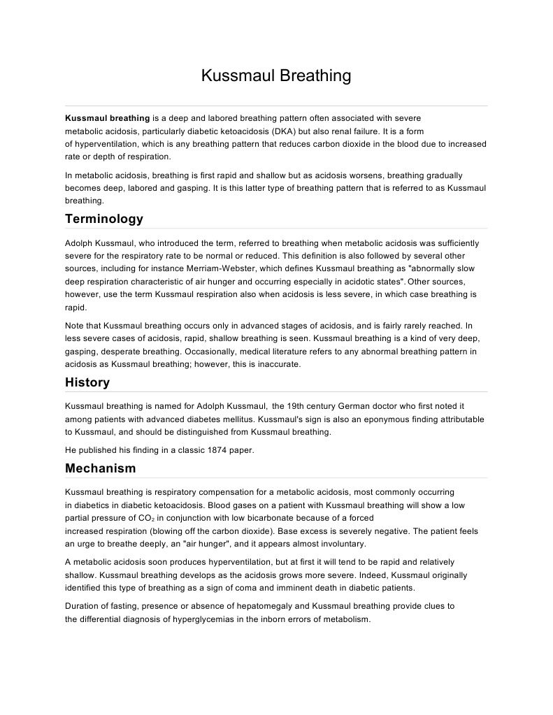 Kussmaul Breathing | Endocrine | Pulmonology