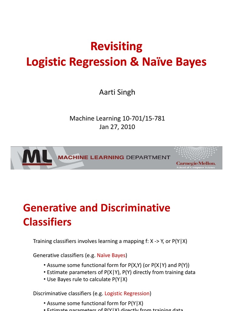 Revisiting Revisiting Logistic Regression & Naïve Logistic Regression & Naïve Bayes Bayes | PDF ...