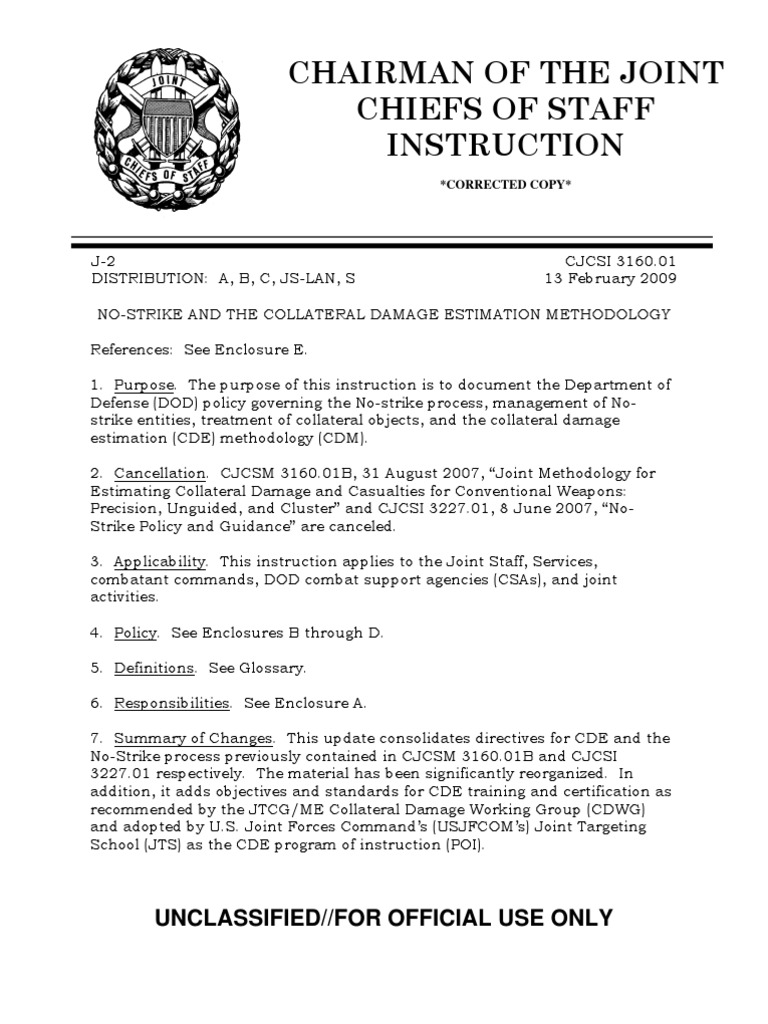 CJCSI 3160-01 - 13 Feb 09 | PDF | Power Station | Electrical Substation