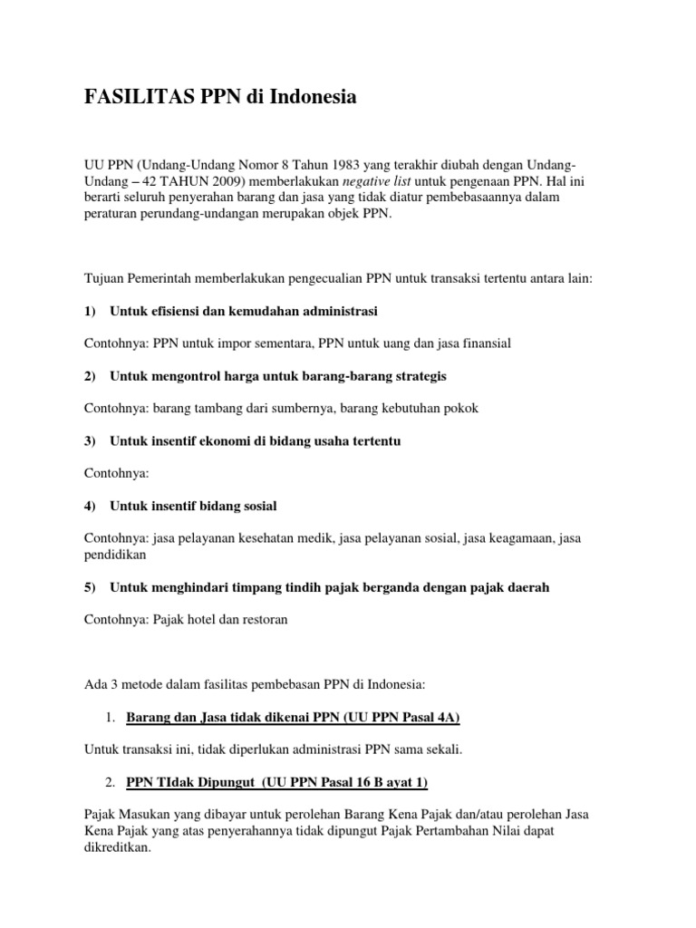 Fasilitas PPN | PDF
