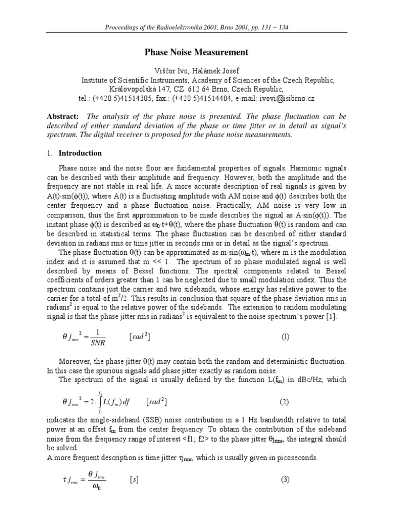 Phase Noise | PDF | Frequency Modulation | Phase (Waves)