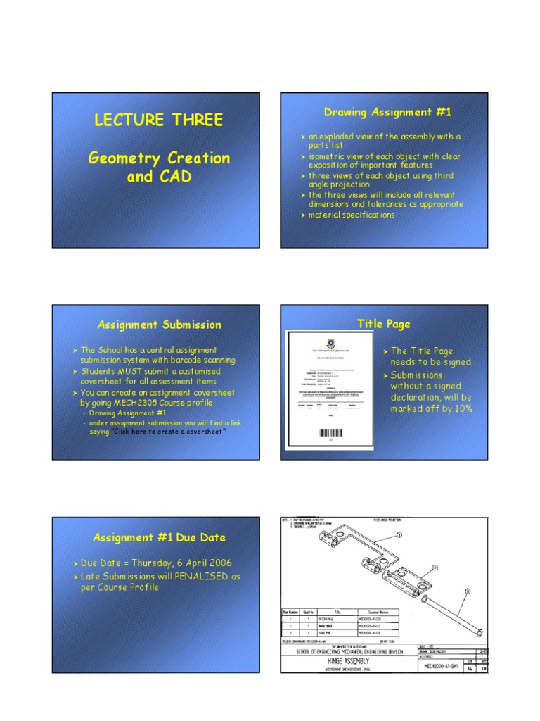 CAD Geometry Creation Assignment Guide | PDF | 3 D Modeling | Computer ...