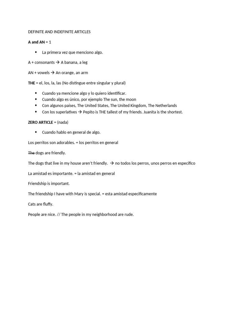 Definite and Indefinite Articles | PDF