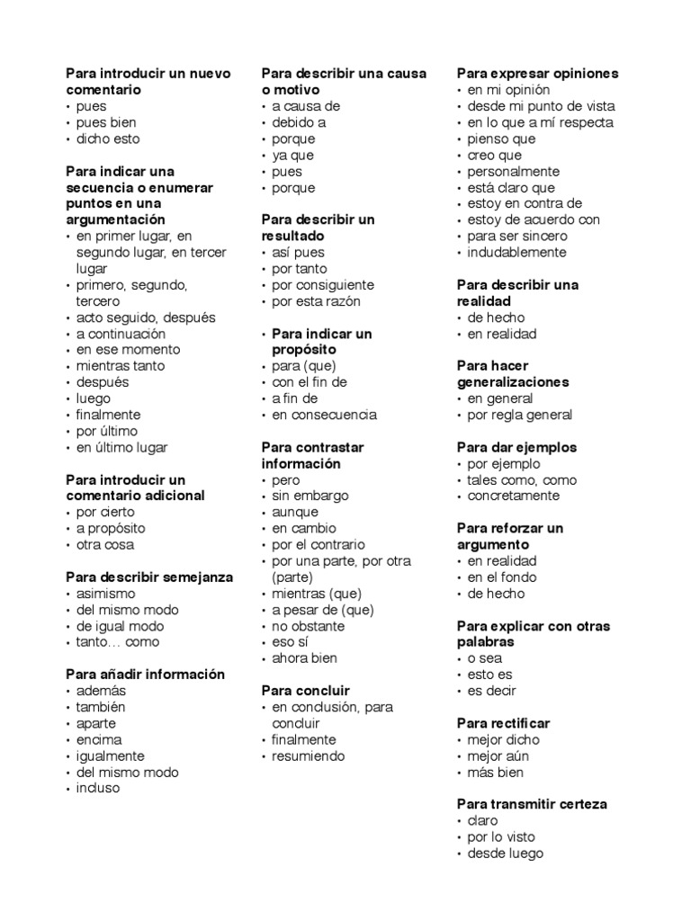 Marcadores Discursivos Español | PDF