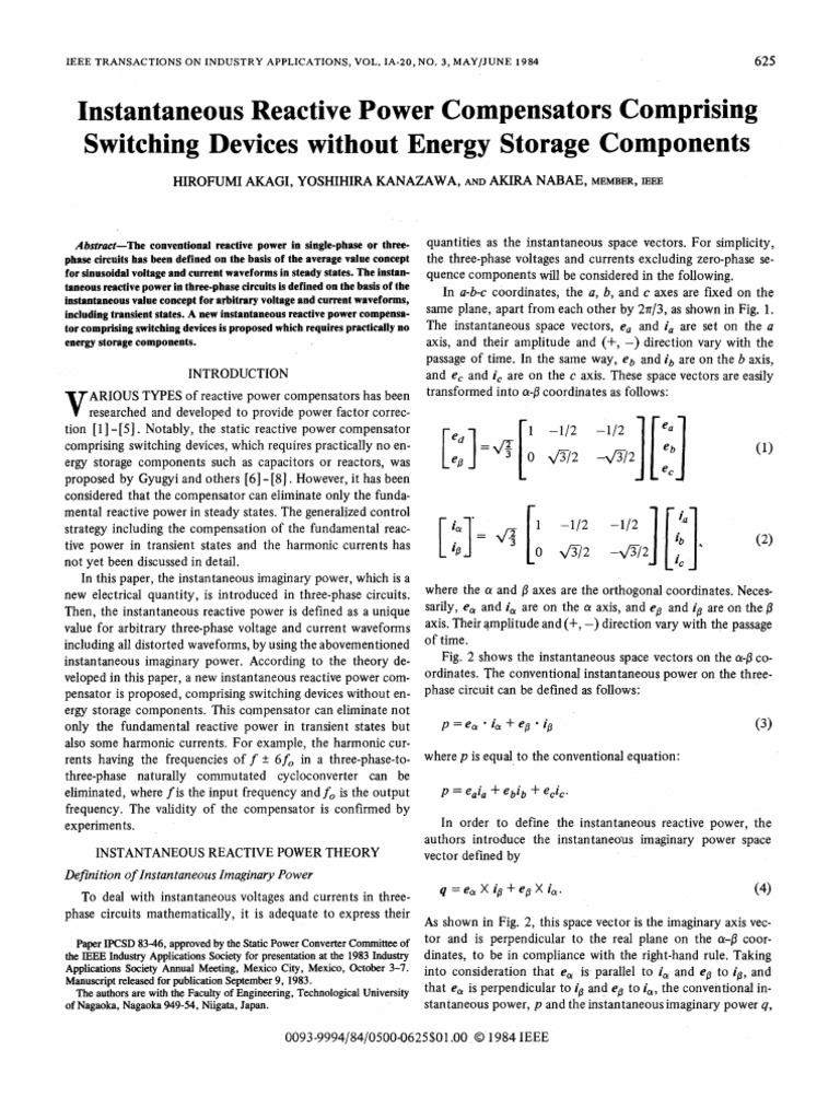 Instantaneous Reactive Power Compensators Comprising Switching Devices ...
