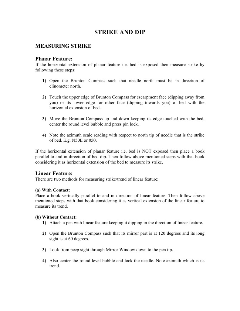 Strike and Dip | PDF | Compass | Geography