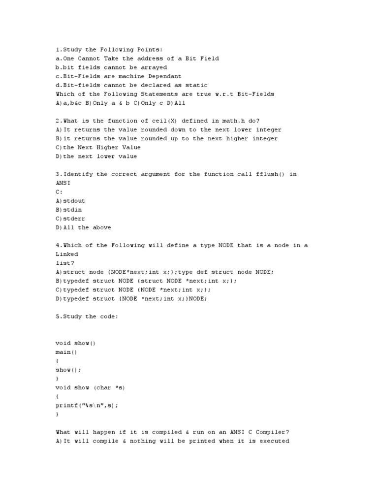 Aptitude Questions And Answers Pdf C Programming Language Notation