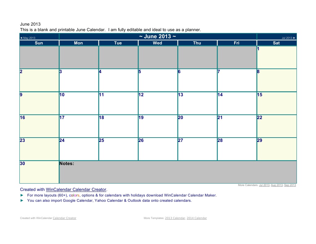 June 2013 Calendar | PDF