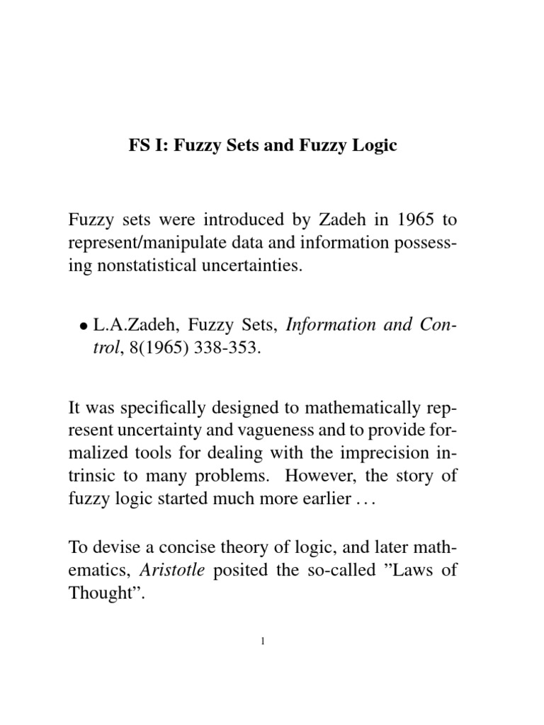 Introduction To Fuzzy Logic | PDF | Fuzzy Logic | Logic