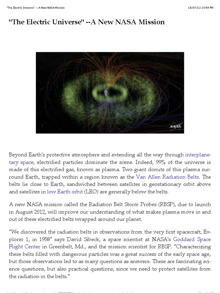 "The Electric Universe" - A New NASA Mission: Interplane-Tary Space Van ...