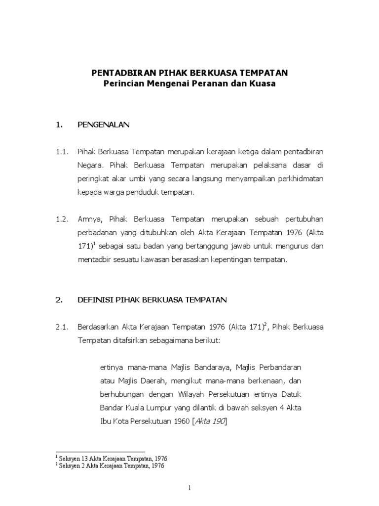 Pihak Berkuasa Tempatan PDF | PDF