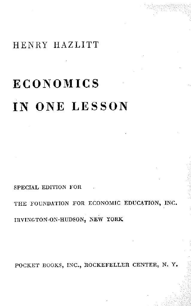 Economics in One Lesson | PDF