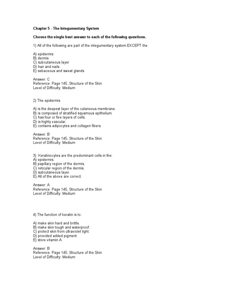 Chapter 05 - The Integumentary System | PDF | Wound Healing | Skin